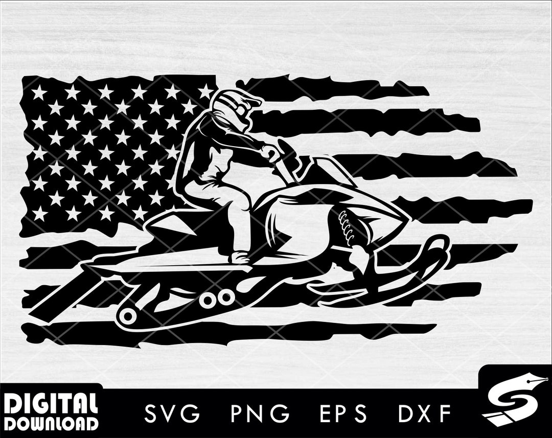 American Distress Flag Snowmobile Svg, Snow Mobile Svg, Snowmobile ...