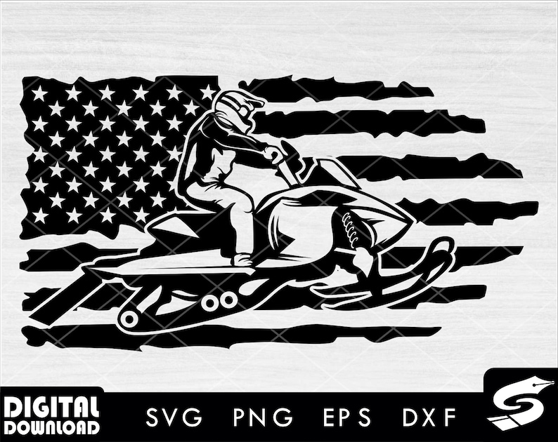 American Distress Flag Snowmobile Svg, Snow Mobile Svg, Snowmobile ...