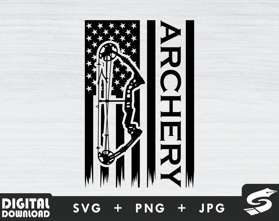 American Flag Archery Svg, Bow Hunting Svg, Deer Hunter Svg, Archery Svg, for Archery Hunter ...