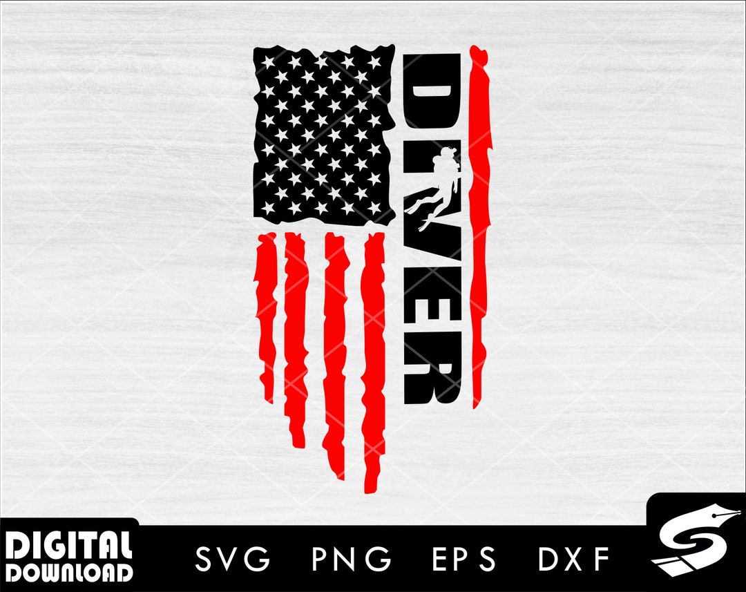 American Distress Flag Diver SVG, Scuba Diving Svg, Scuba Diver Svg ...