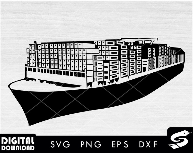 Container Ship Svg, Ship Svg, Cargo Ship Svg, Container Ship Clipart ...