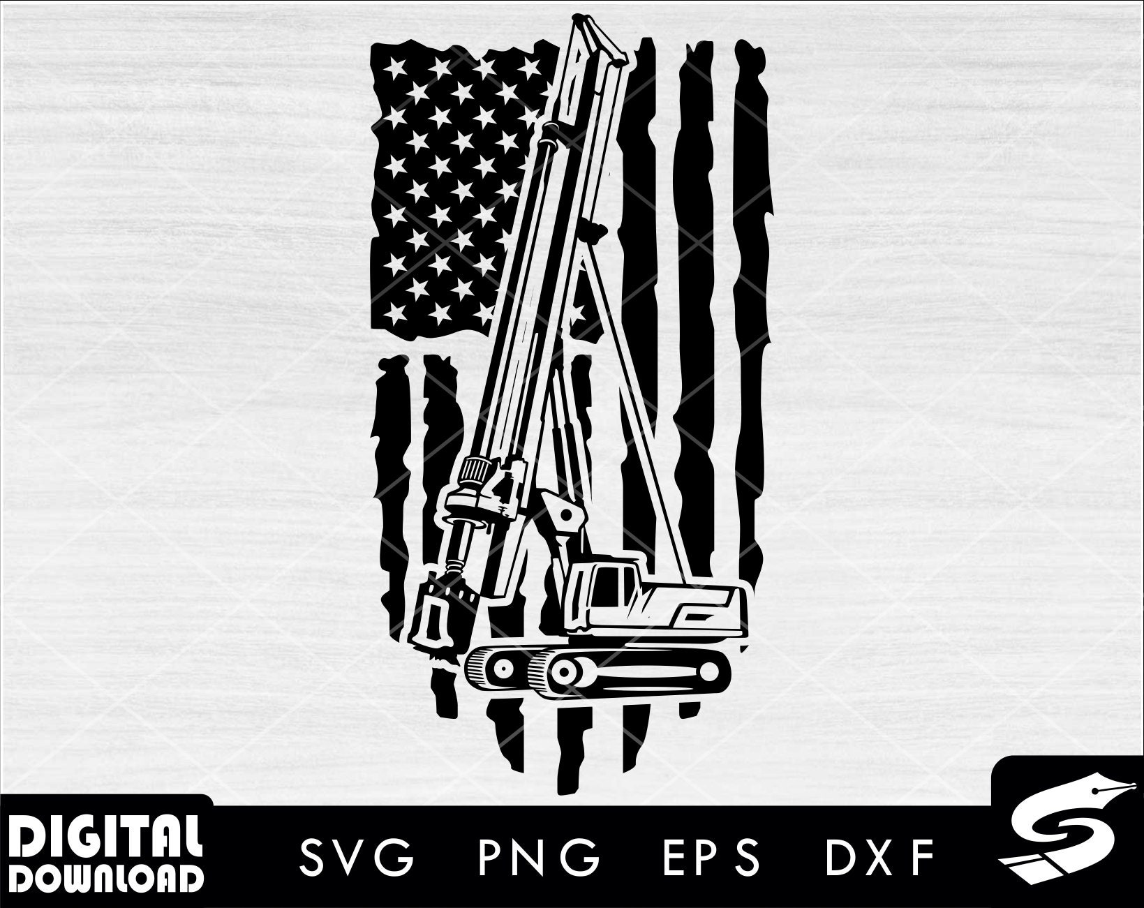 American Distress Flag Rotary Drilling Rig Svg, Oil Rig Svg, Oil ...