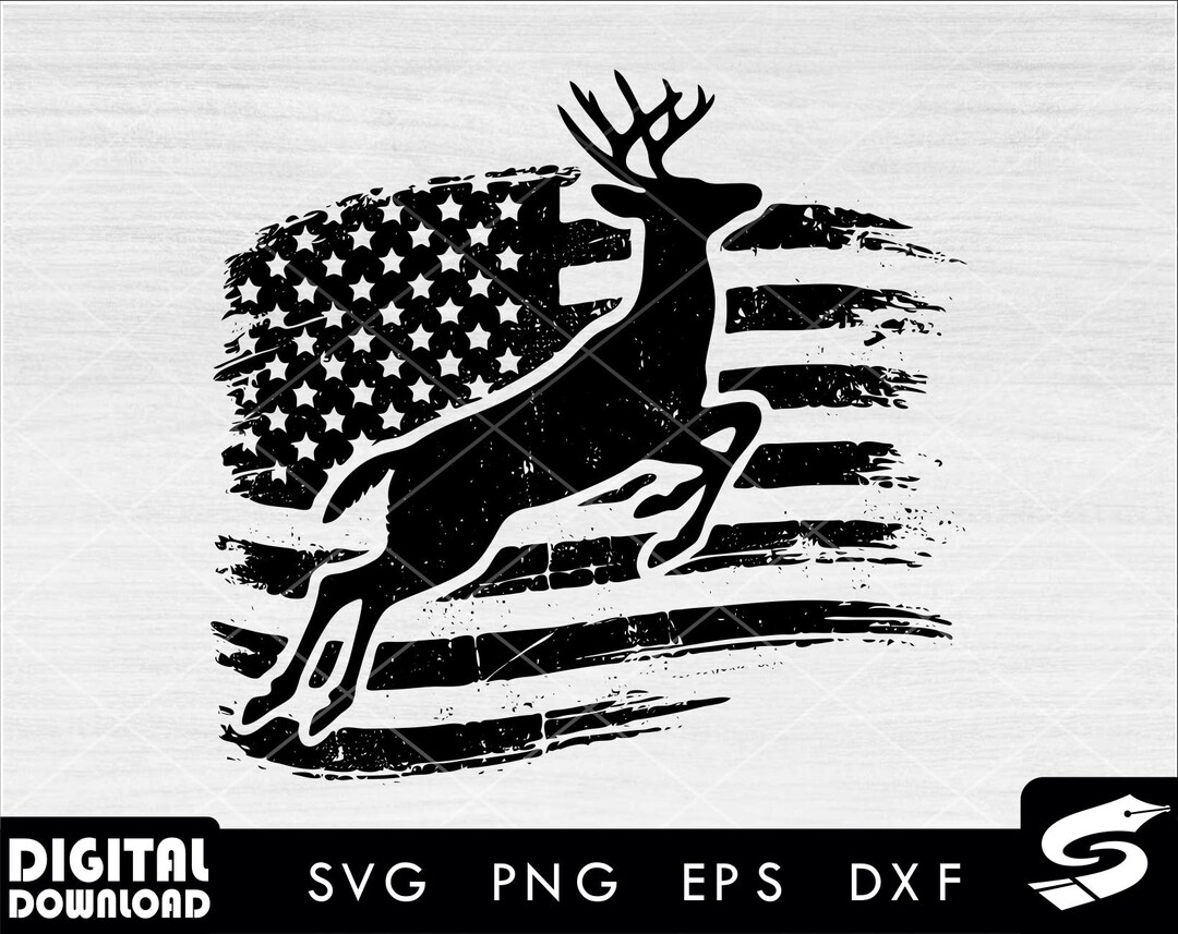 American Distress Flag Deer 1 Svg, Deer Hunting Svg, Hunting Svg, Deer ...