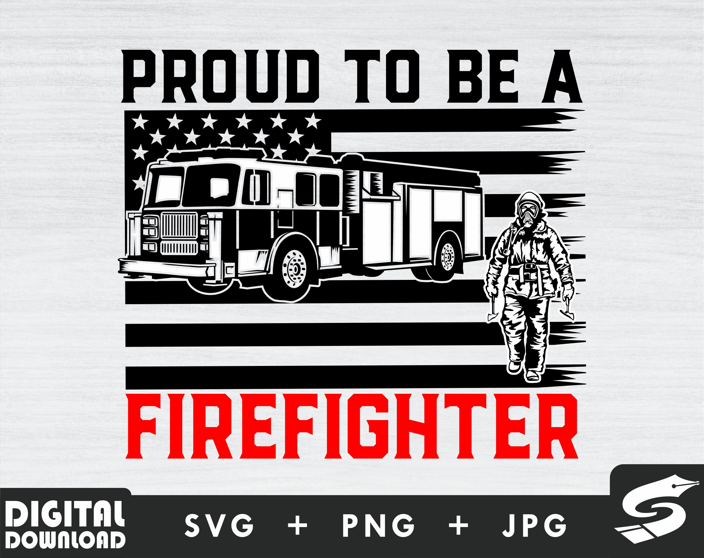 American Flag Proud Firefighter Svg, Firefighter Svg, Fireman Svg, Fire ...