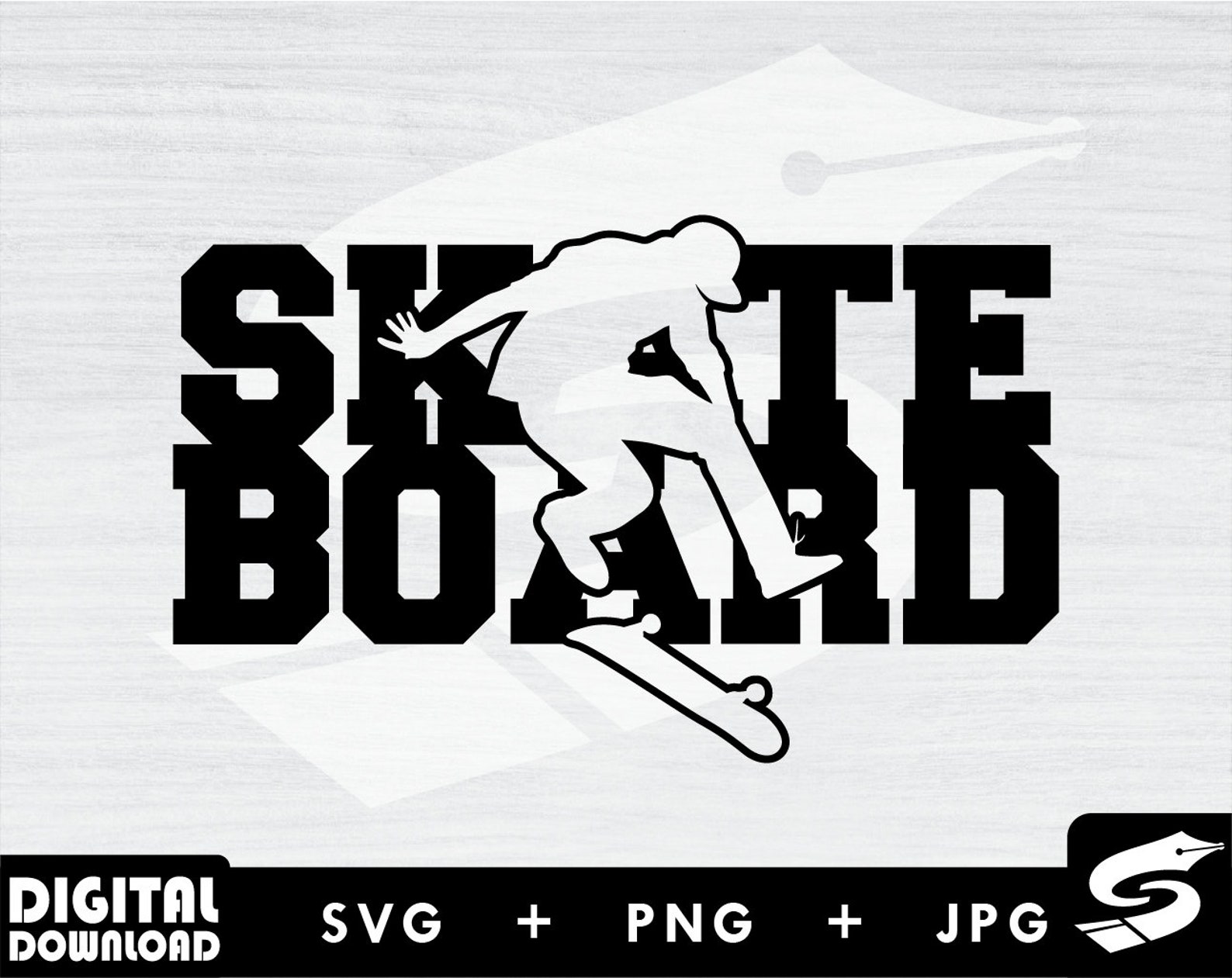 Skate Board Svg, Skateboarder Svg, Skater Svg, Skateboard Cut File, for ...