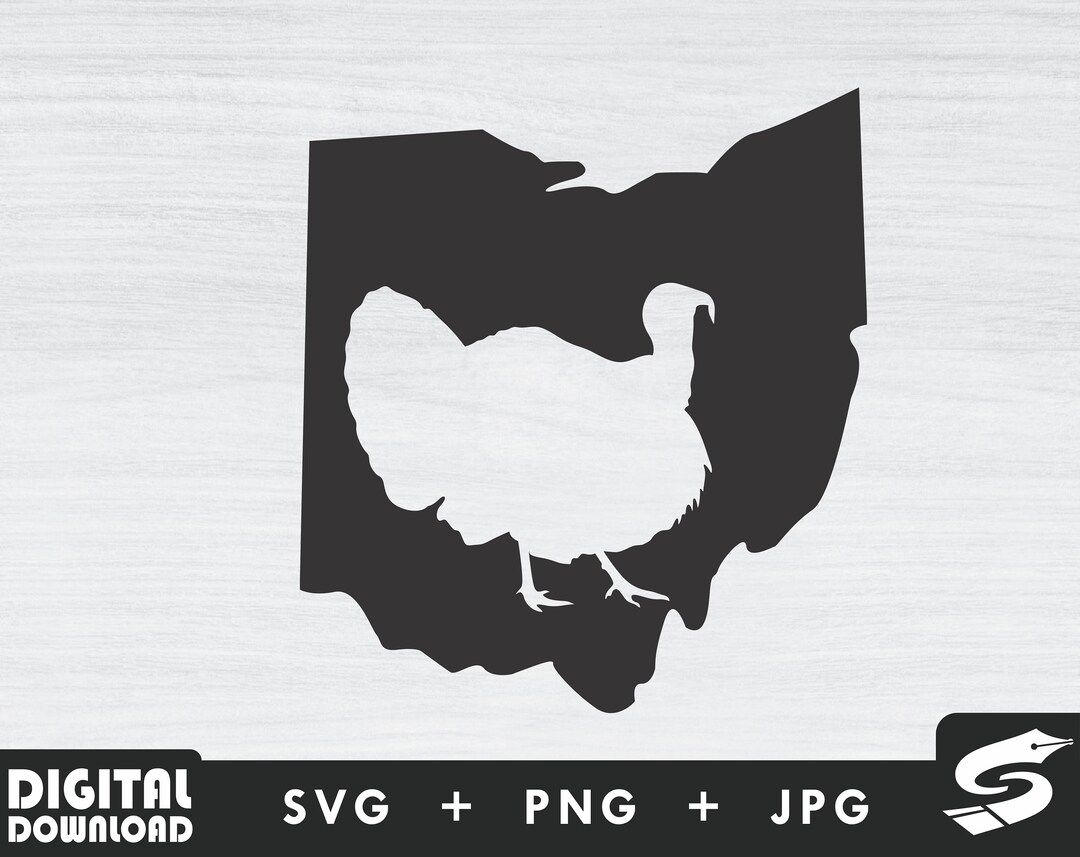 OHIO Turkey Hunting Map Svg, Turkey Svg, Turkey Png, Funny Turkey Svg ...