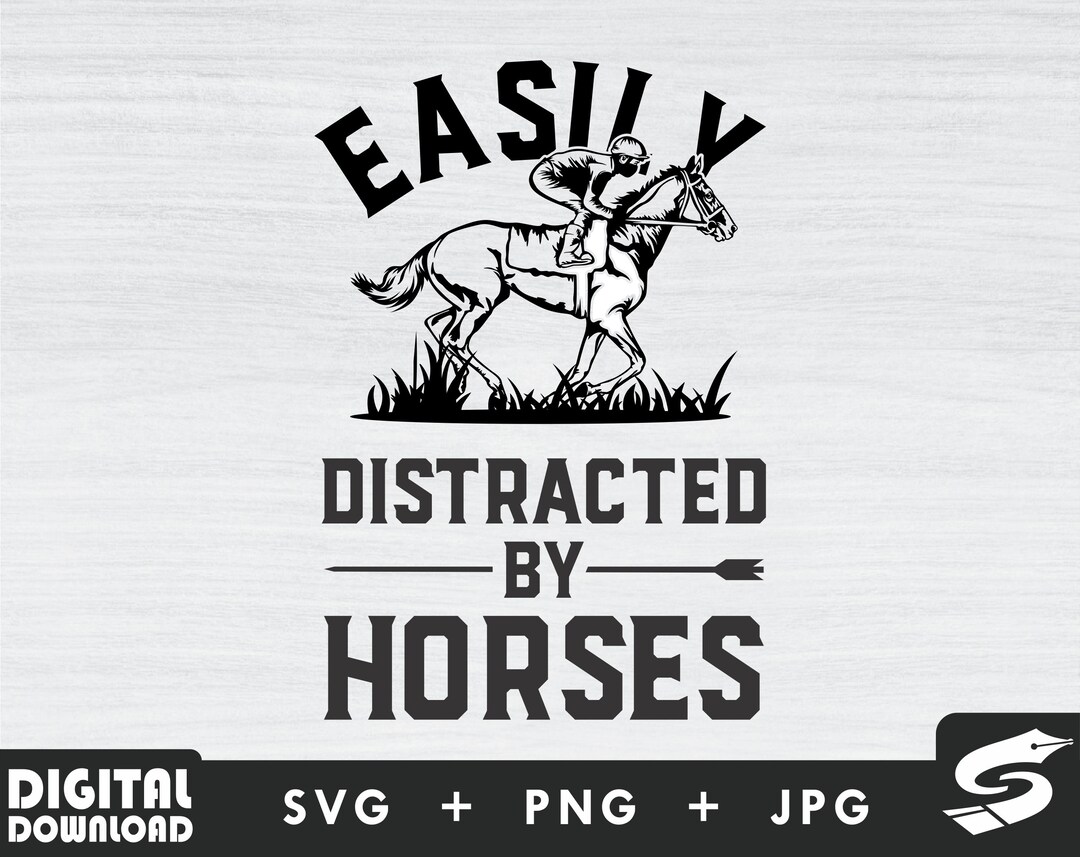 Easily Distracted by Horse Svg, Horse Back Riding Svg, Horse Rider Svg ...