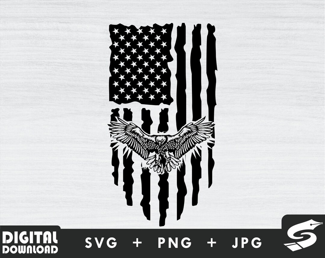 American Distressed Flag Eagle 2 Svg, Eagle Svg, American Eagle Svg ...