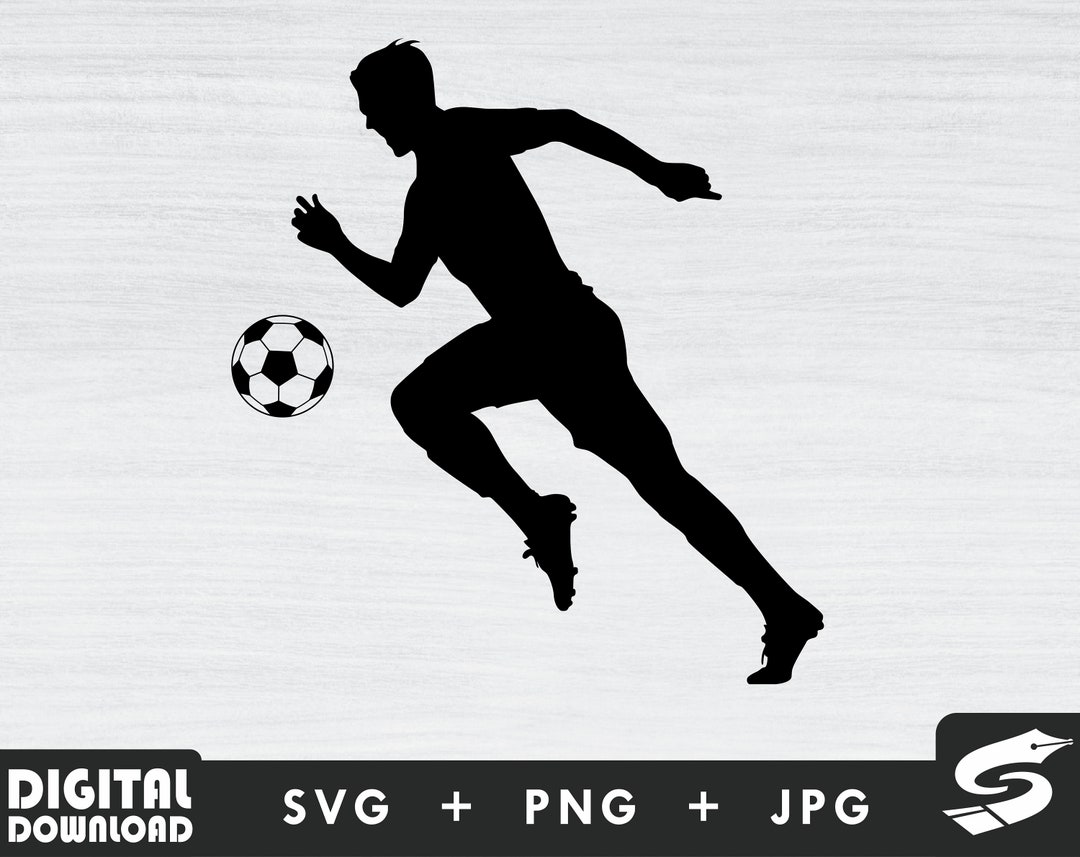 Soccer Player 2 Svg, Sports Svg, Soccer Png, Silhouette, Cut File, for ...