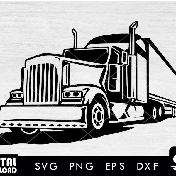 Semi Truck Outline Svg - Etsy