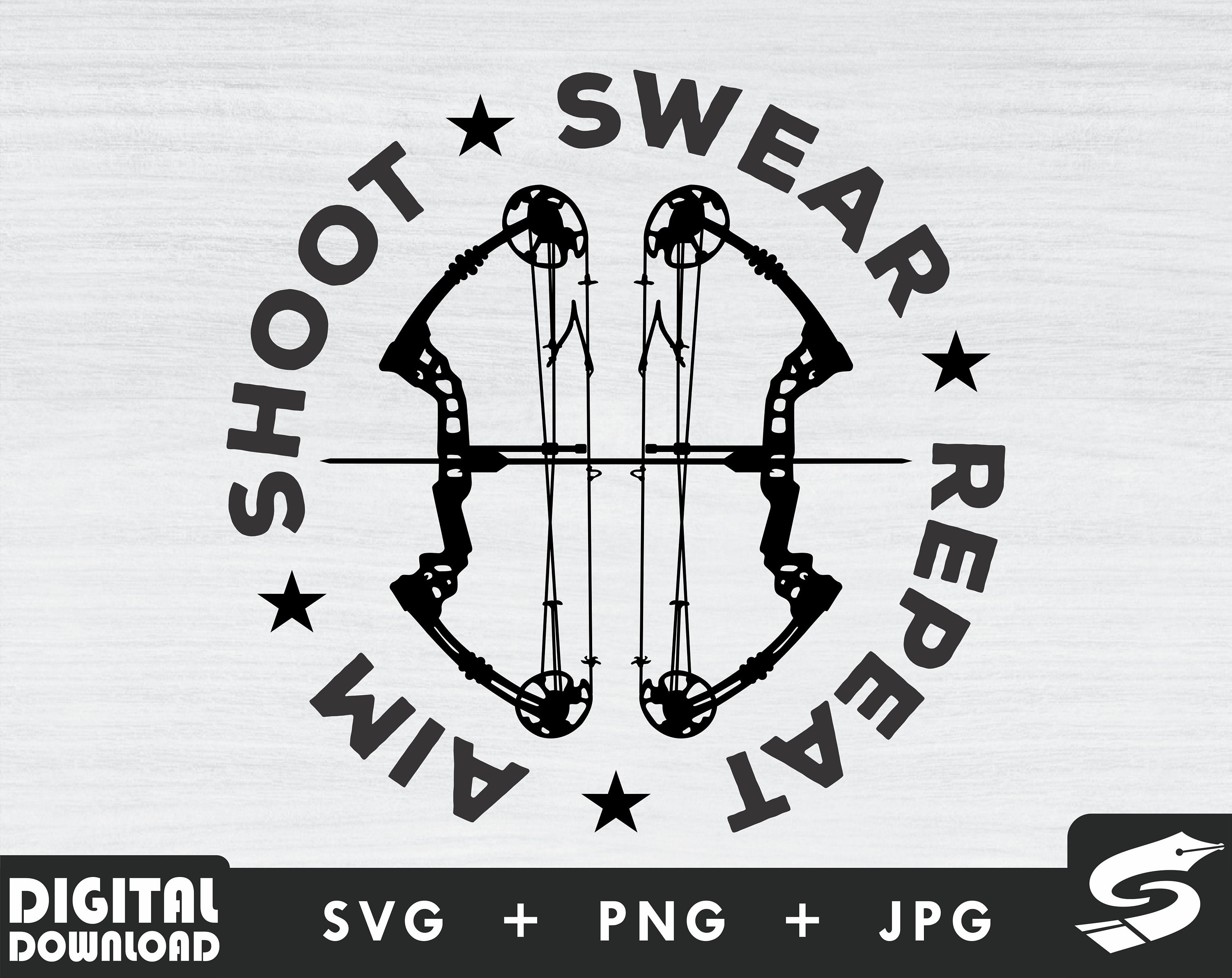 Aim Shoot Wear Repeat Bow Hunting Svg, Bow Hunting Svg, Deer Hunter Svg ...
