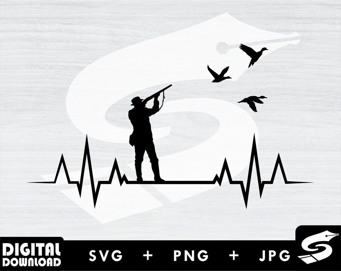 Heartbeat Svg, Duck Hunting Svg, Duck Hunter Svg, Duck Svg, Silhouette ...