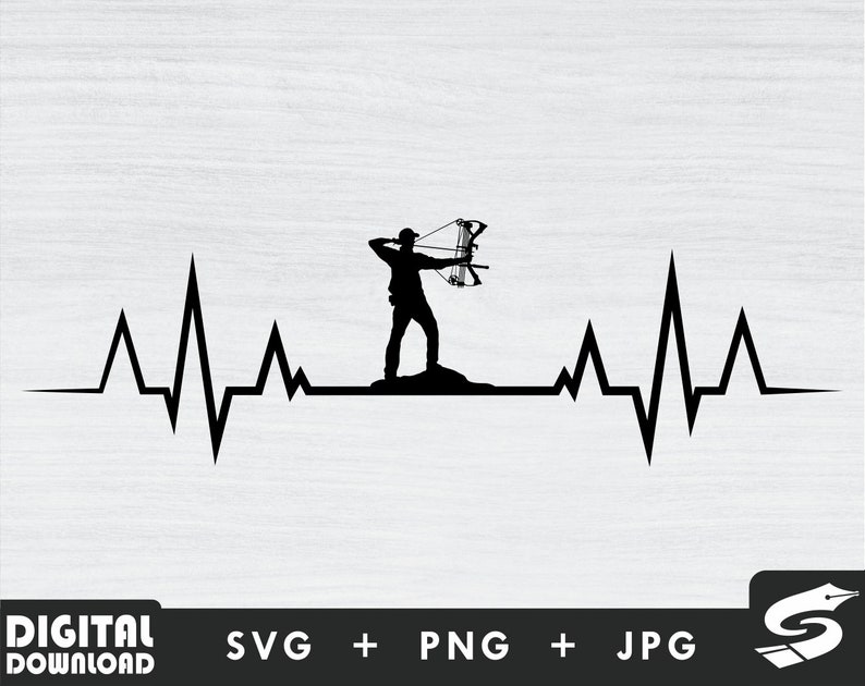 Heartbeat Bow Hunter Svg, Bow Hunting Svg, Deer Hunter Svg, Archery Svg ...