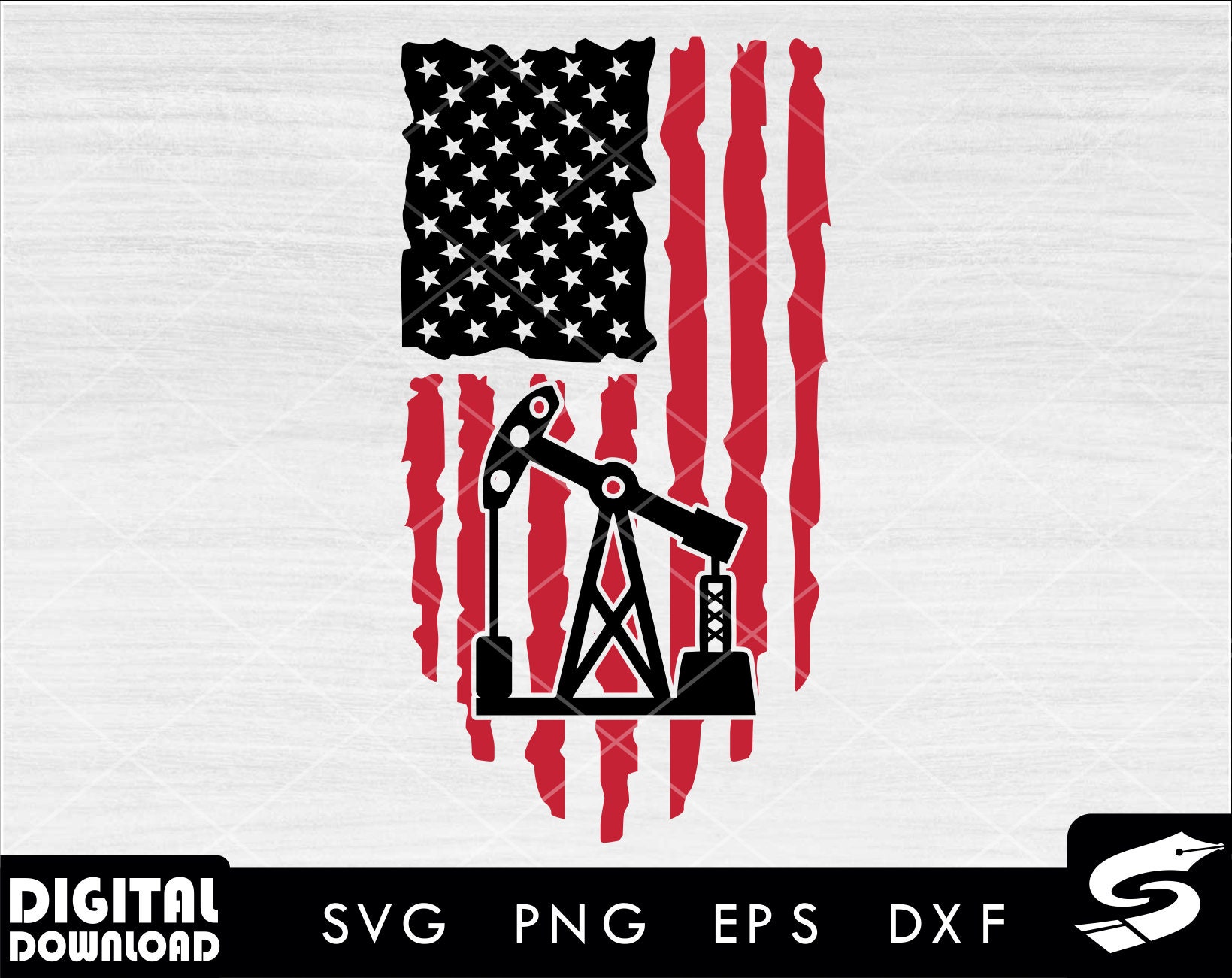 US American Flag Oil Rig #04 Svg, Oil Drilling Svg, Oil Derrick Svg ...
