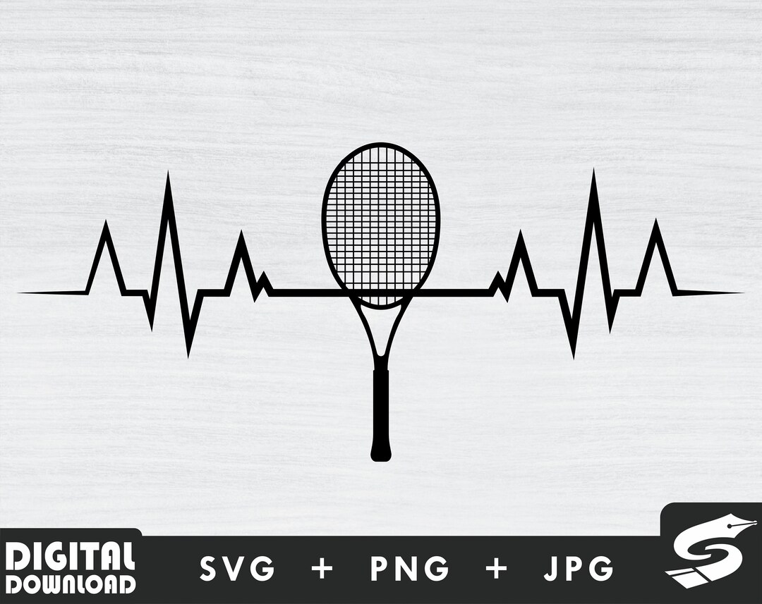 Heartbeat Tennis Racket Svg, Tennis Ball Svg, Tennis Mom Svg, Tennis ...