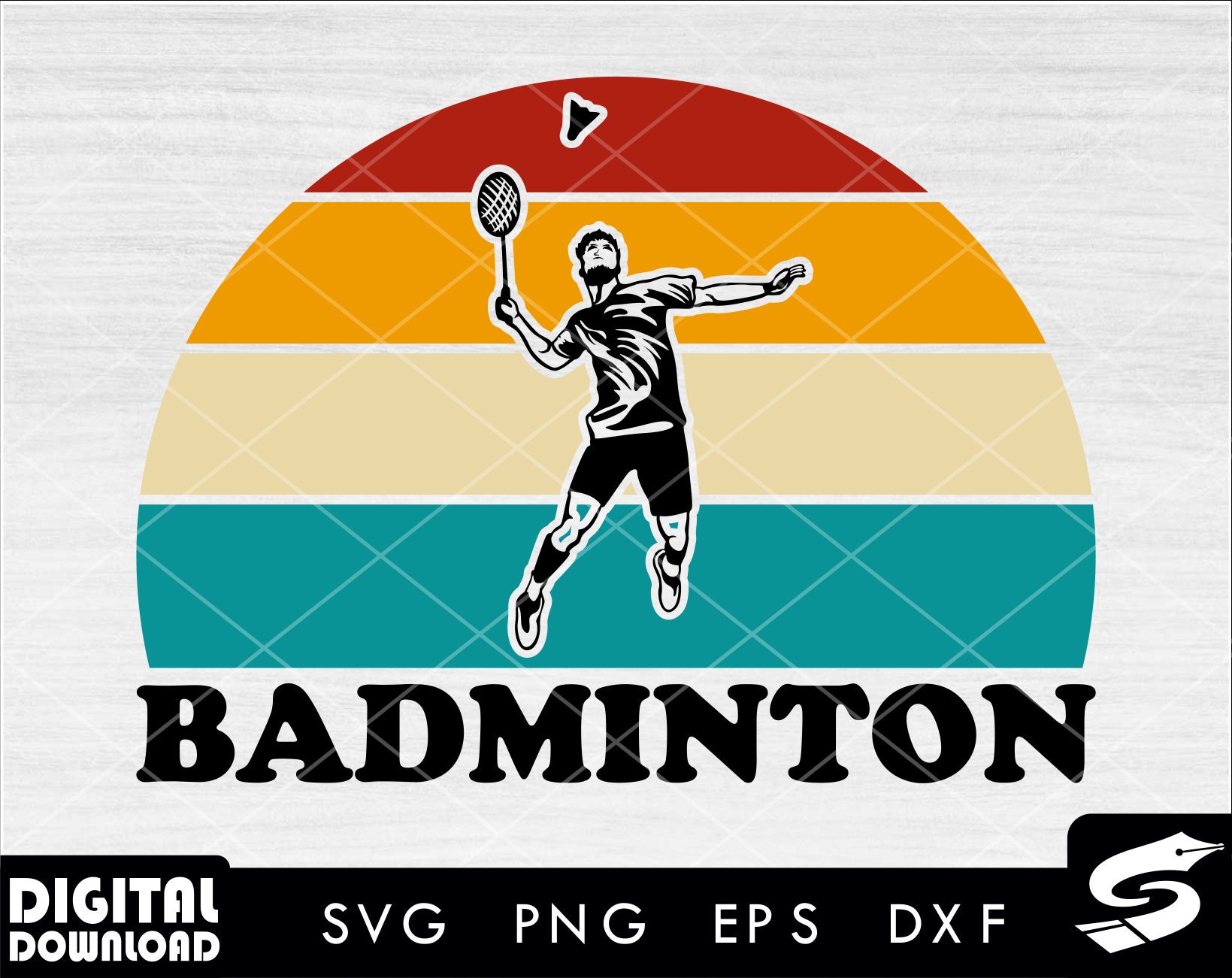 Retro Badminton Svg, Badminton Player Svg, Sports Svg Instant Download ...