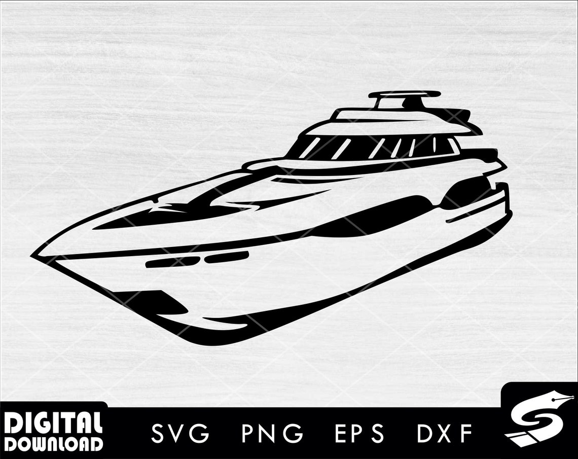 Yacht #02 SVG, Speed Boat Svg, Motor Boat Svg, Boat Svg, Yacht Clipart ...