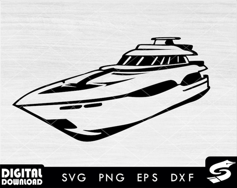 Yacht #02 SVG, Speed Boat Svg, Motor Boat Svg, Boat Svg, Yacht Clipart ...