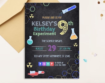 Science Birthday Invitation Template: Editable Scientist Party (digital ...