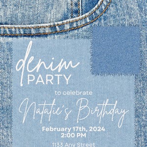 Denim Party Invitation: Editable Template (digital) - Etsy