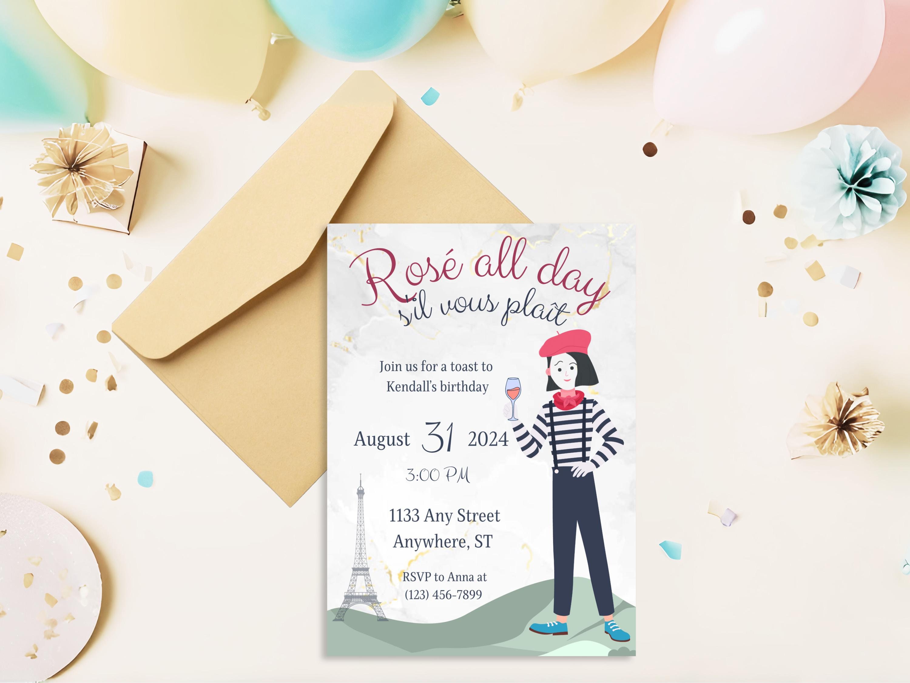 Rose All Day Birthday Invitation: Digital Editable Birthday Party ...