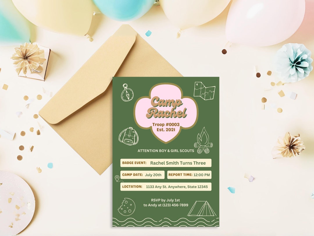 Girl Scout, Wilderness Invitation: Editable Template (digital) - Etsy