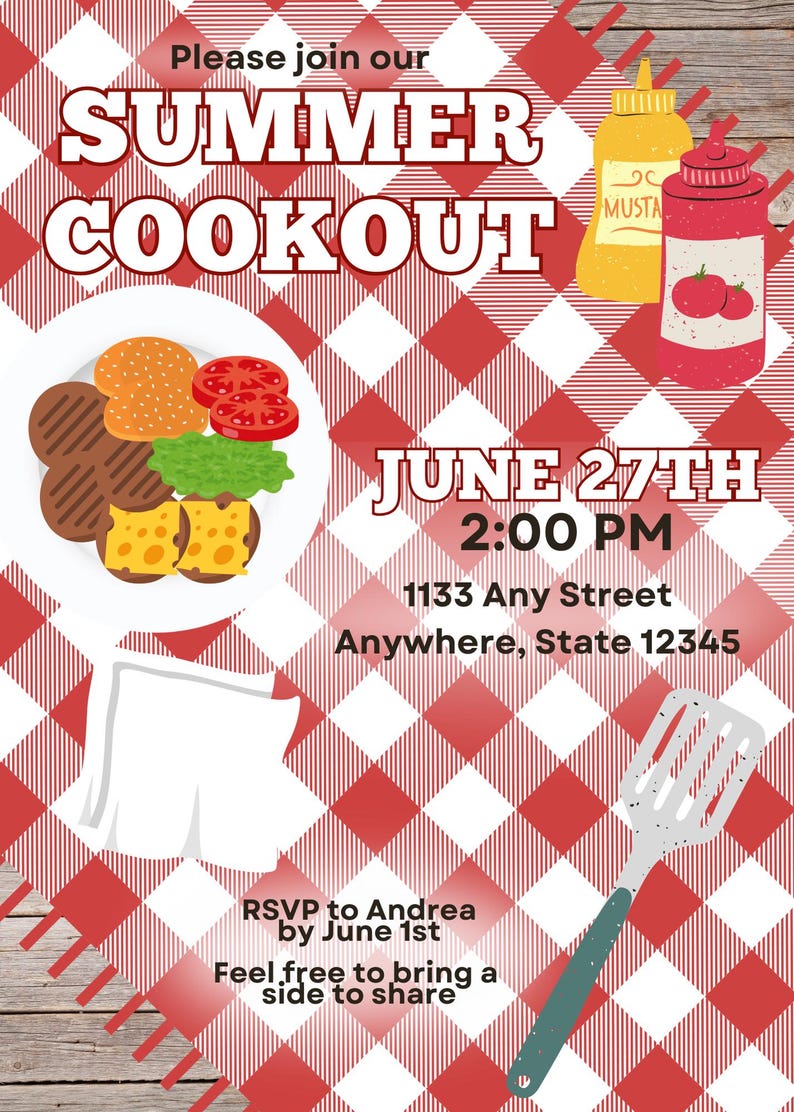 BBQ Cookout Invitation: Editable Template (digital) - Etsy