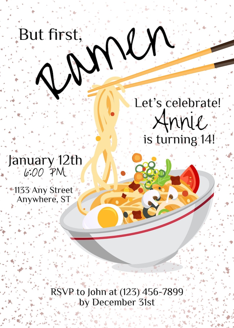 Ramen Party Invitation: Editable Template (digital) - Etsy