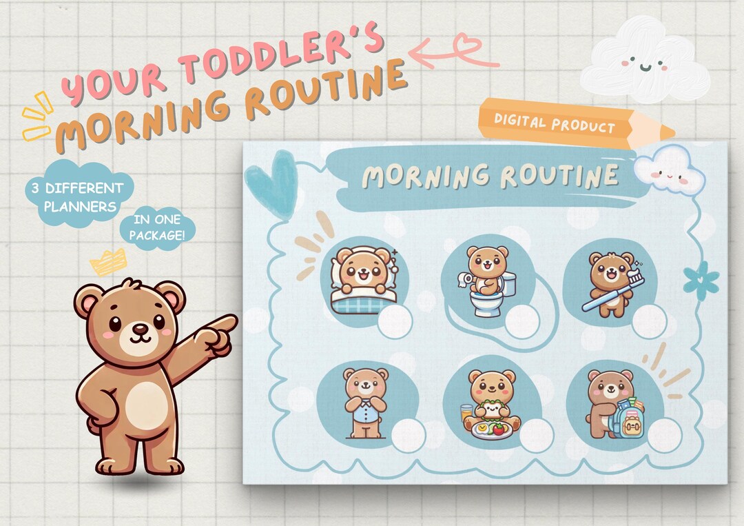 Printable Bear-themed Morning Routine Chart for Toddlers - Etsy
