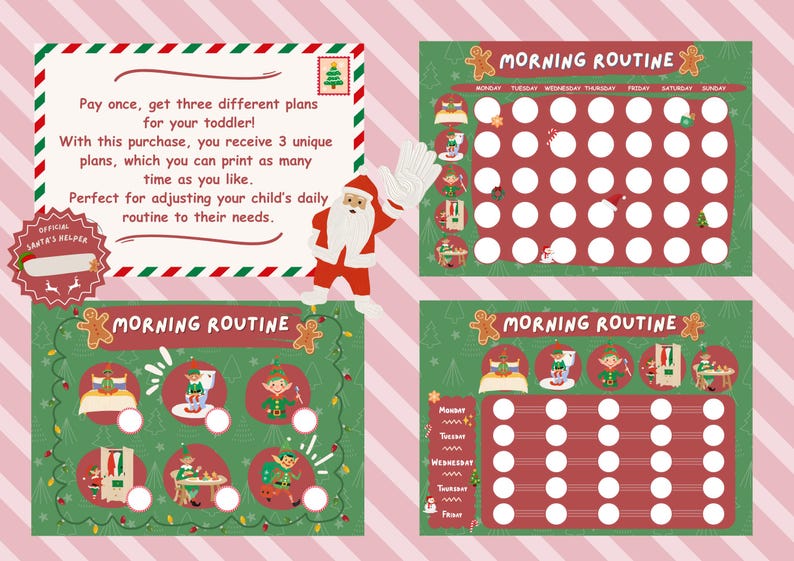Printable Morning Routine Chart for Kids Fun Elf on the Shelf Christmas ...