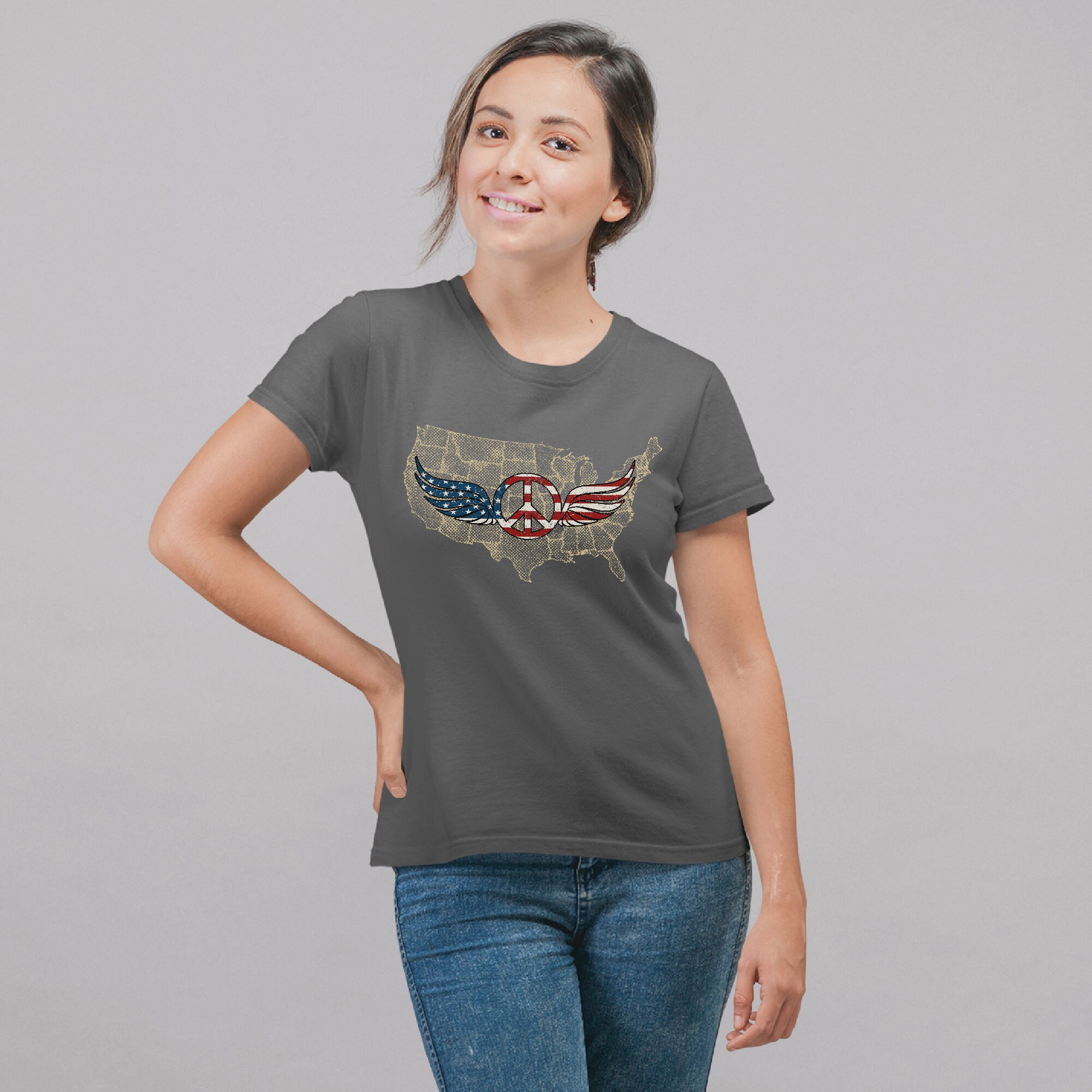 USA Map / Distressed American Flag / Freedom Shirt for Veterans / Gift ...