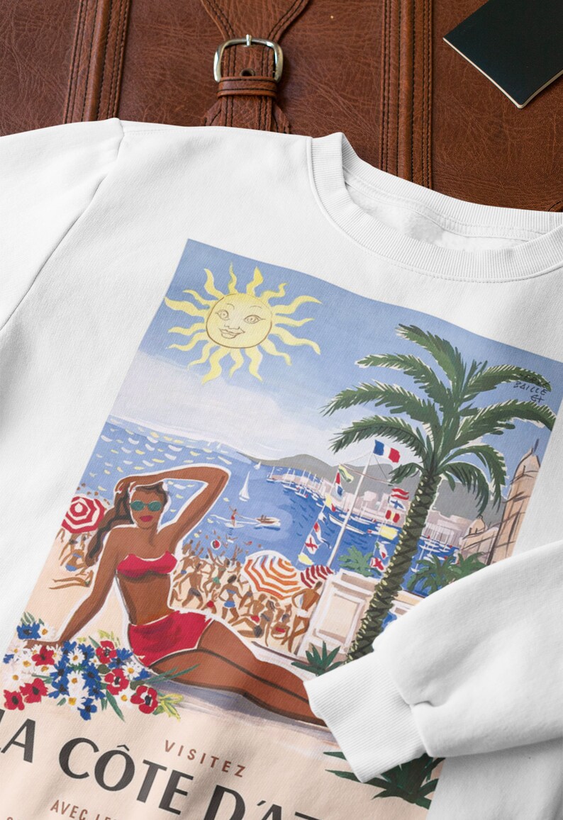 Vintage La Cote D'azur T-shirt France Travel Sweater - Etsy