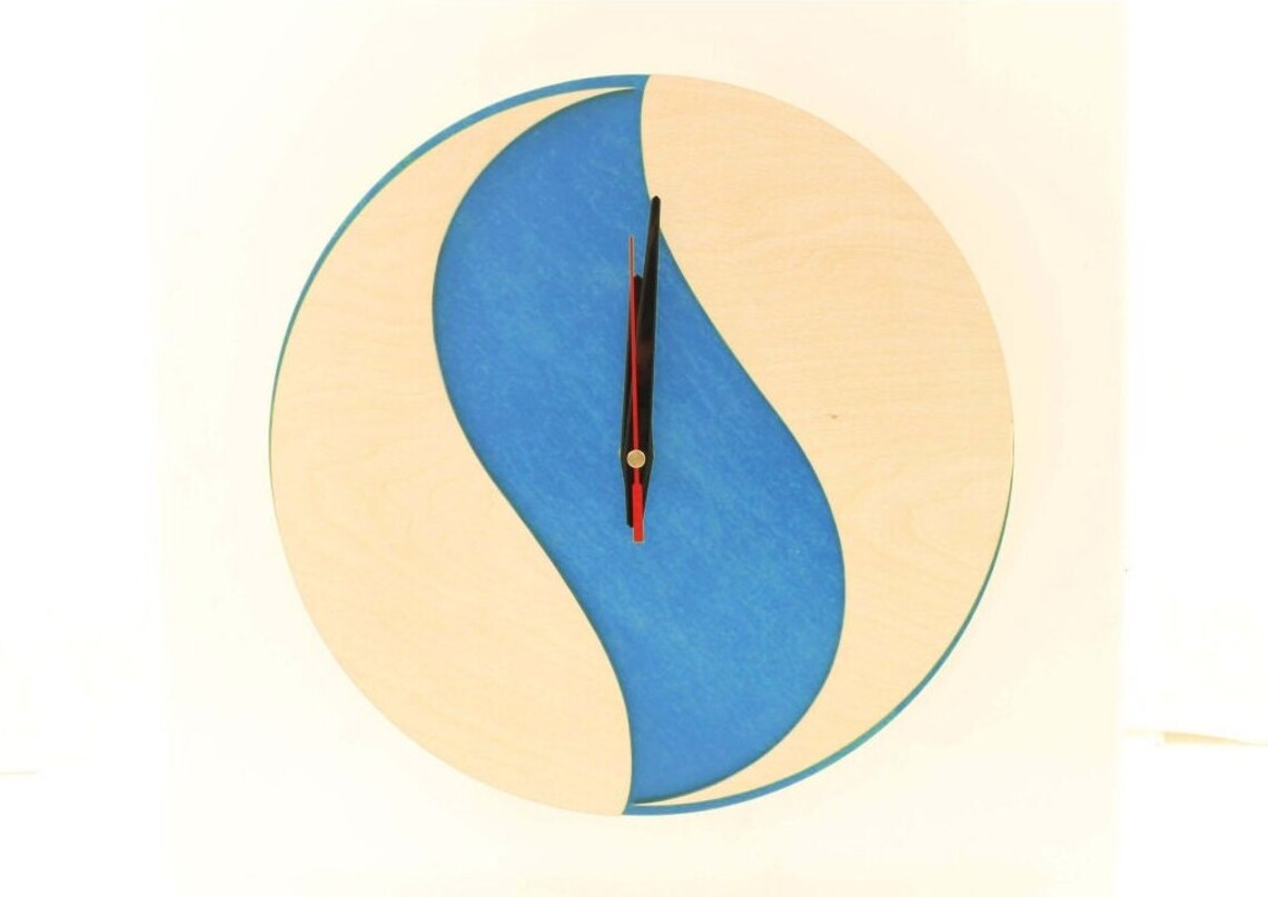 Flame Wooden Wall Clock Modern Clock Flame Wood Wall Clock Flame Clock ...