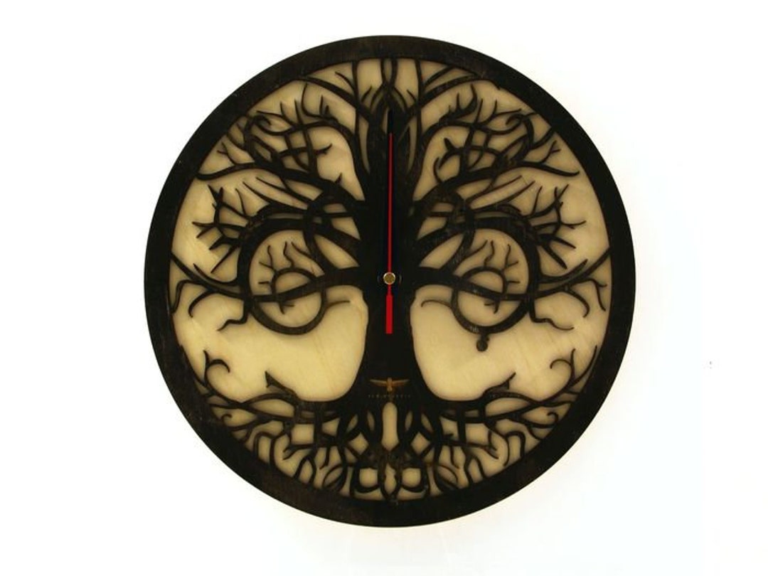 Tree Wooden Wall Clock Tree Reflection Clock Tree Clock Tree Wood Clock ...