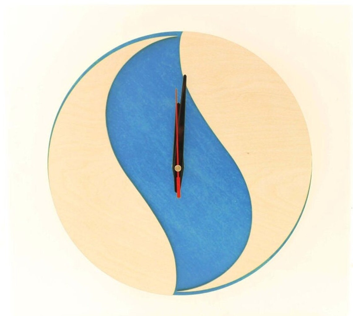 Flame Wooden Wall Clock Modern Clock Flame Wood Wall Clock Flame Clock ...