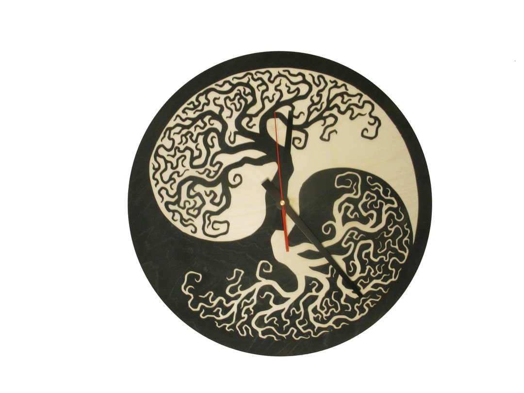 Tree of Life Clock in Wood Wall Clock Wooden Wall Clock Patterned Wall ...