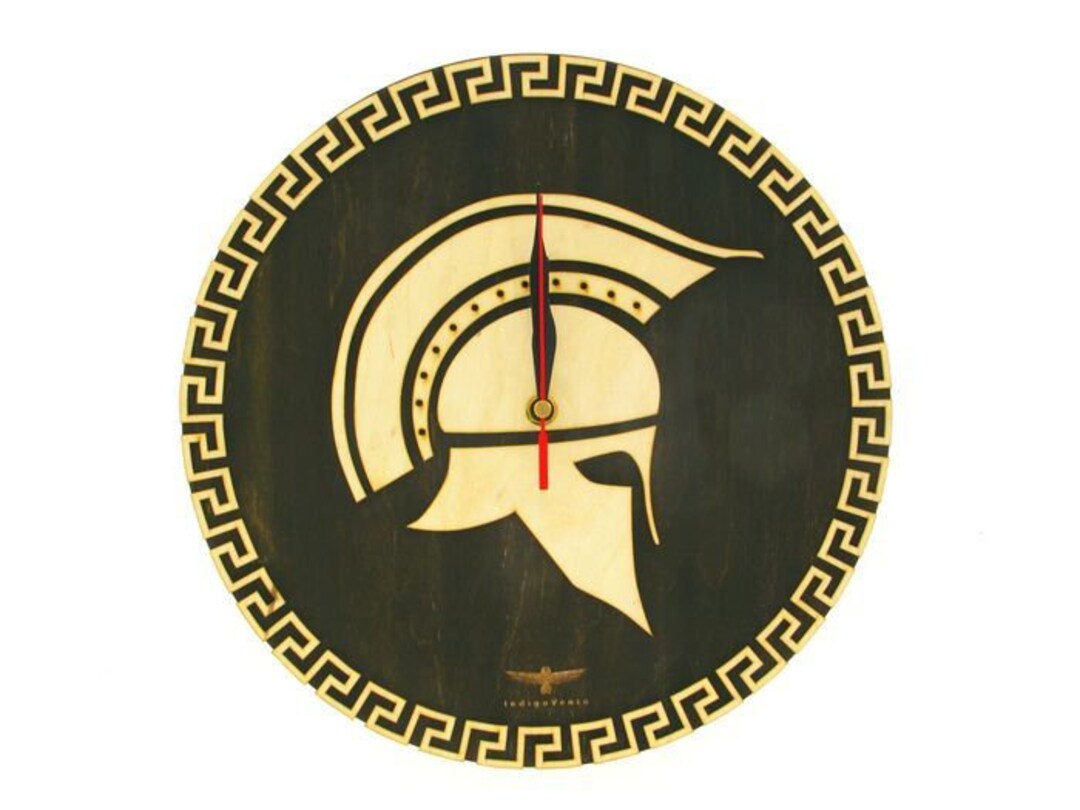 Rome Wooden Wall Clock Rome Clock Rome Wood Clock Spartan Helmet Clock ...