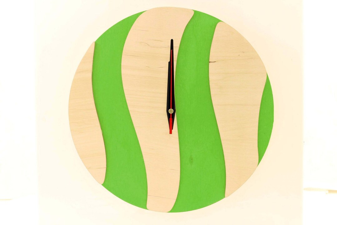Curved Lines Wooden Wall Clock Curved Lines Wood Clock Modern - Etsy