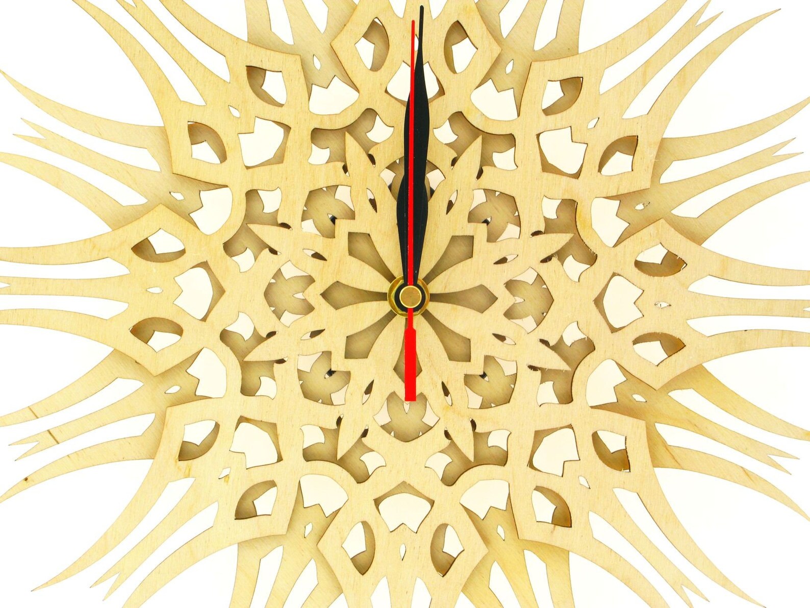 Ornate Wooden Wall Clock Decorative Wood Clock Sun Wall Clock Sun Clock ...