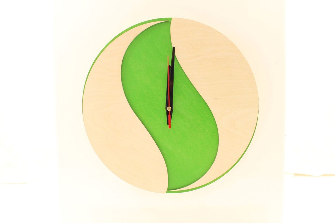 Flame Wooden Wall Clock Modern Clock Flame Wood Wall Clock Flame Clock ...