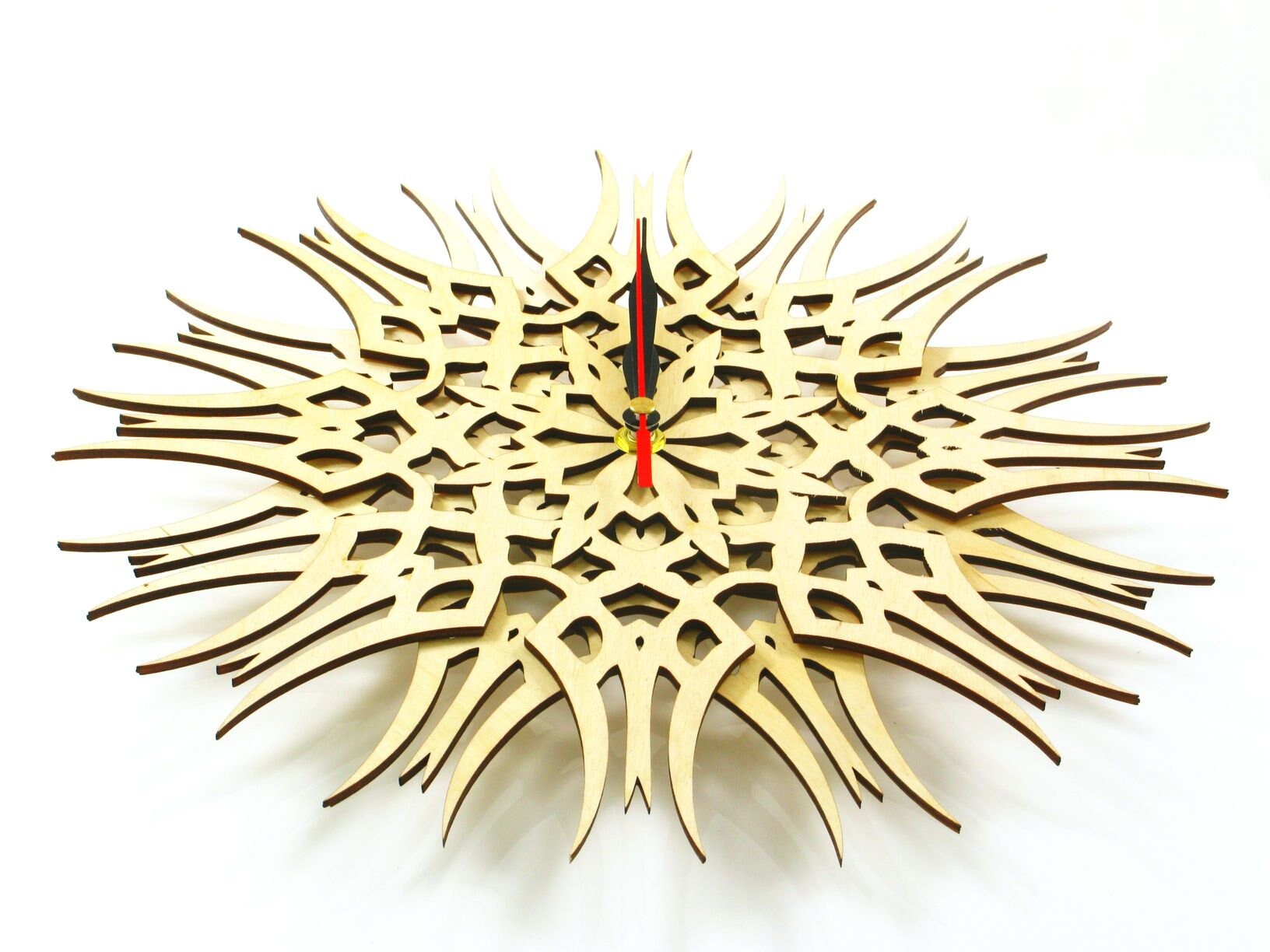 Ornate Wooden Wall Clock Decorative Wood Clock Sun Wall Clock Sun Clock ...