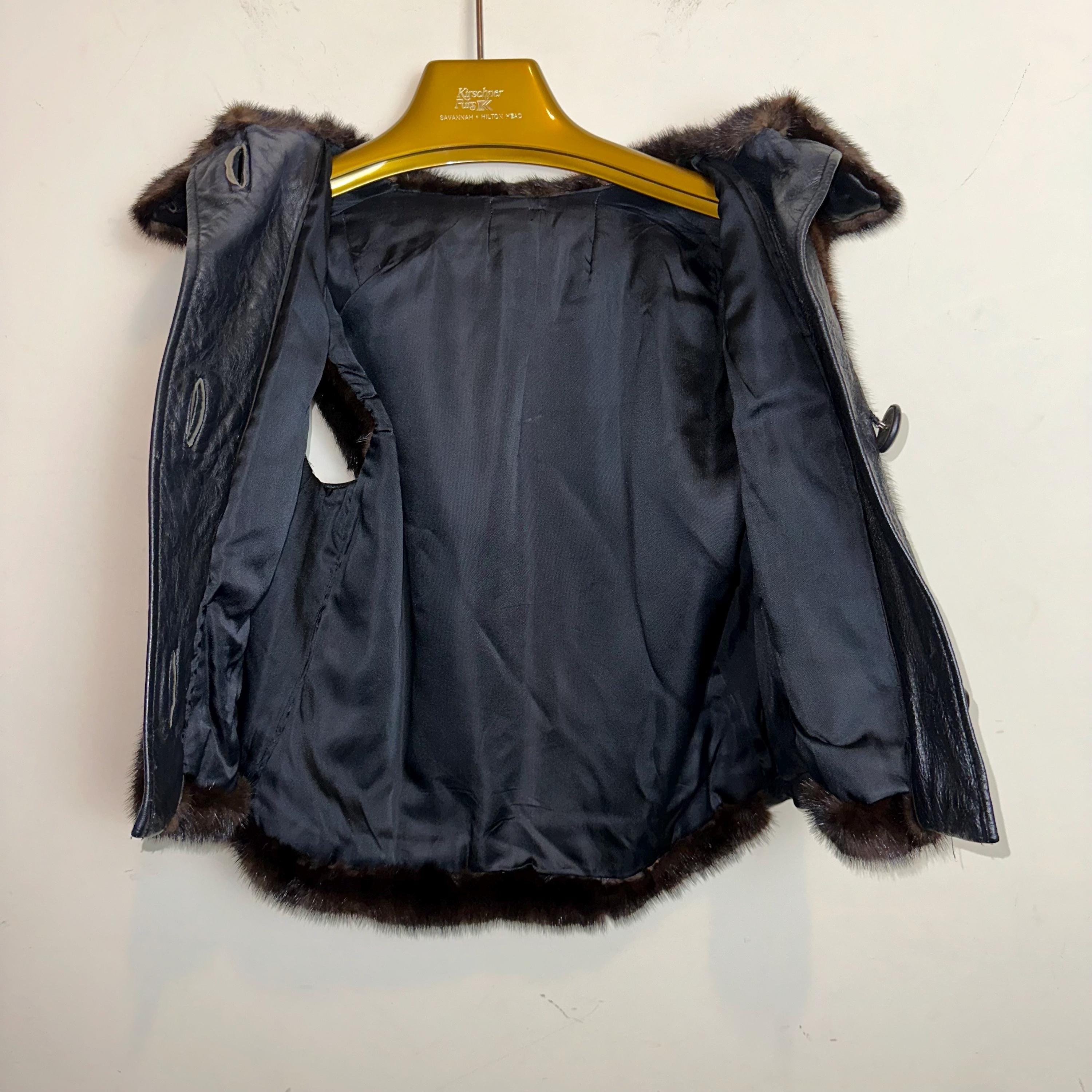 Vintage Kirschner Furs Women’s Mink Brown Black Leather Vest Matching ...