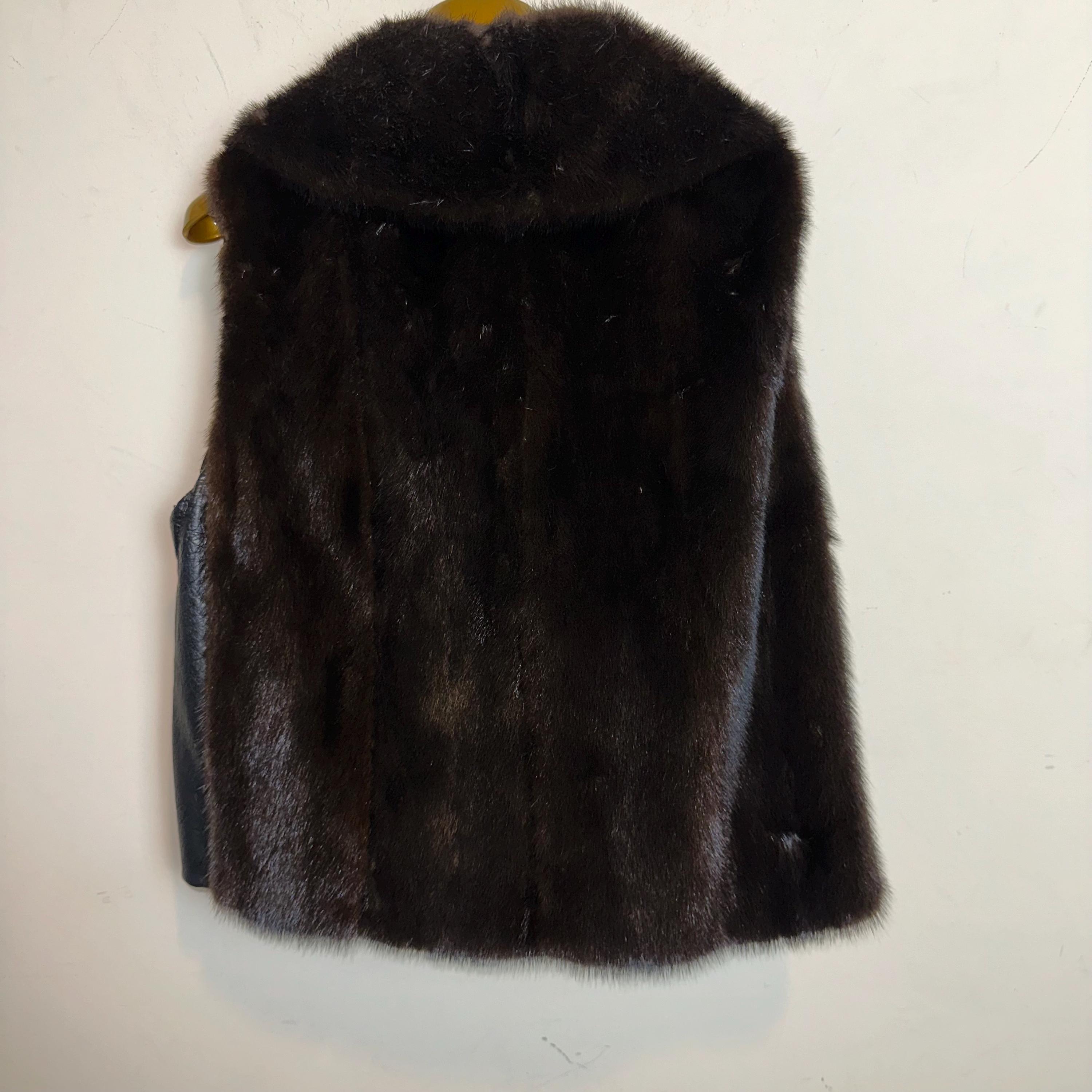 Vintage Kirschner Furs Women’s Mink Brown Black Leather Vest Matching ...