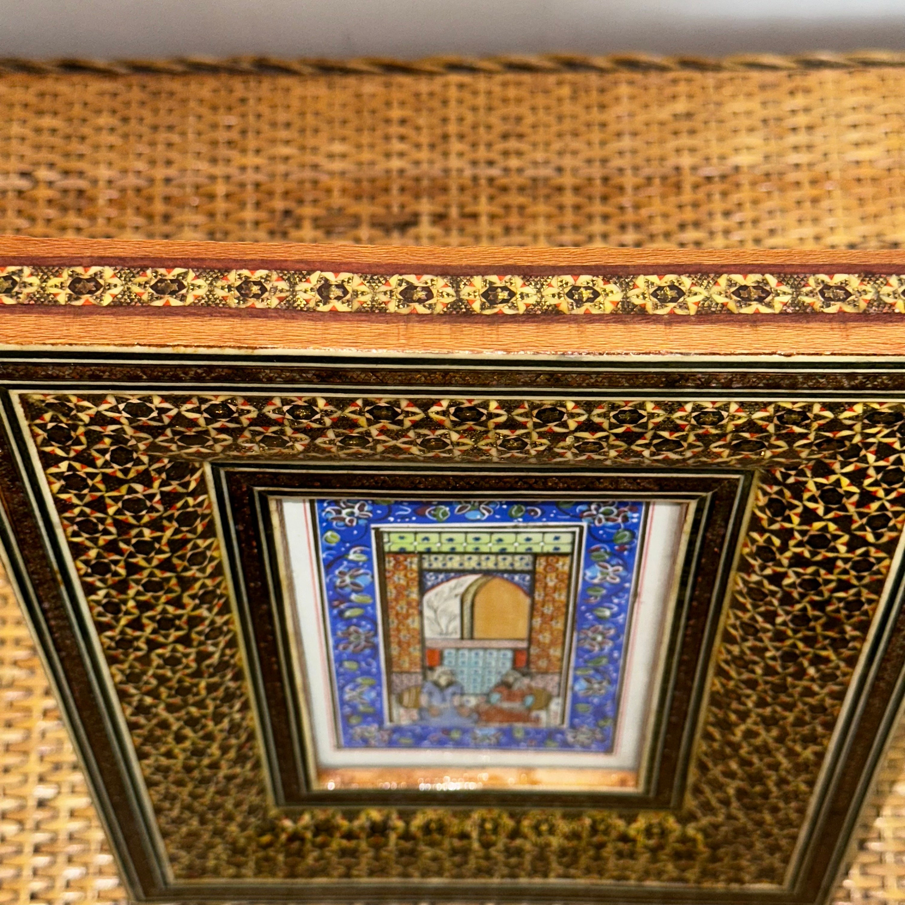 Vintage Persian Couple Majnun Painting Handmade Inlaid Khatam Frame ...