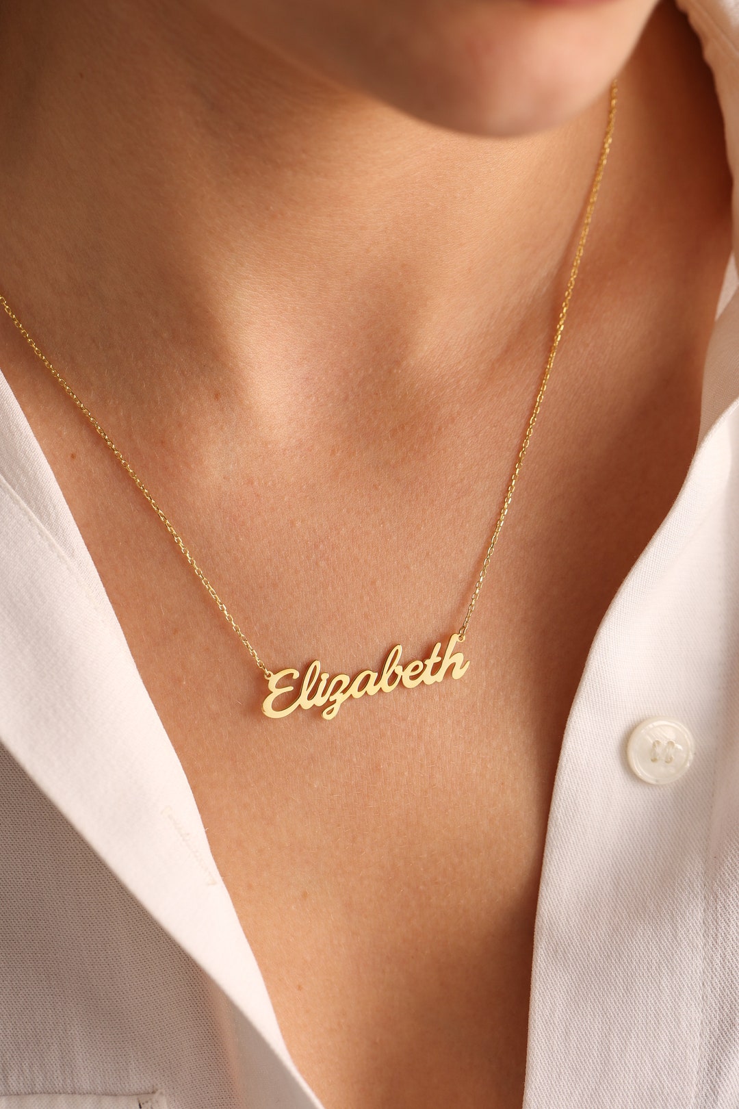 14K SOLID GOLD Name Necklace personalized Name Necklace - Etsy