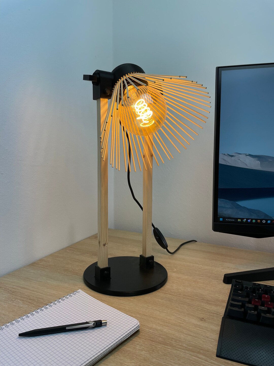 2-legged Lamp Recycled Wood and Plastic Customizable Adjustable - Etsy