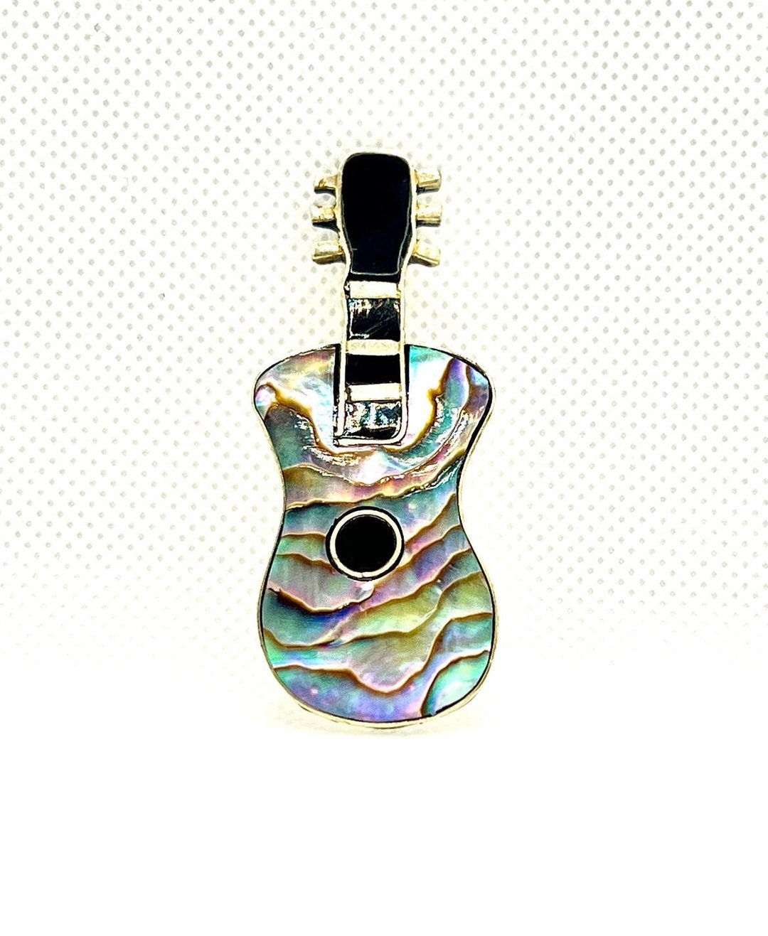 Vintage Silver Mexican Alpaca Abalone Guitar Brooch - Etsy