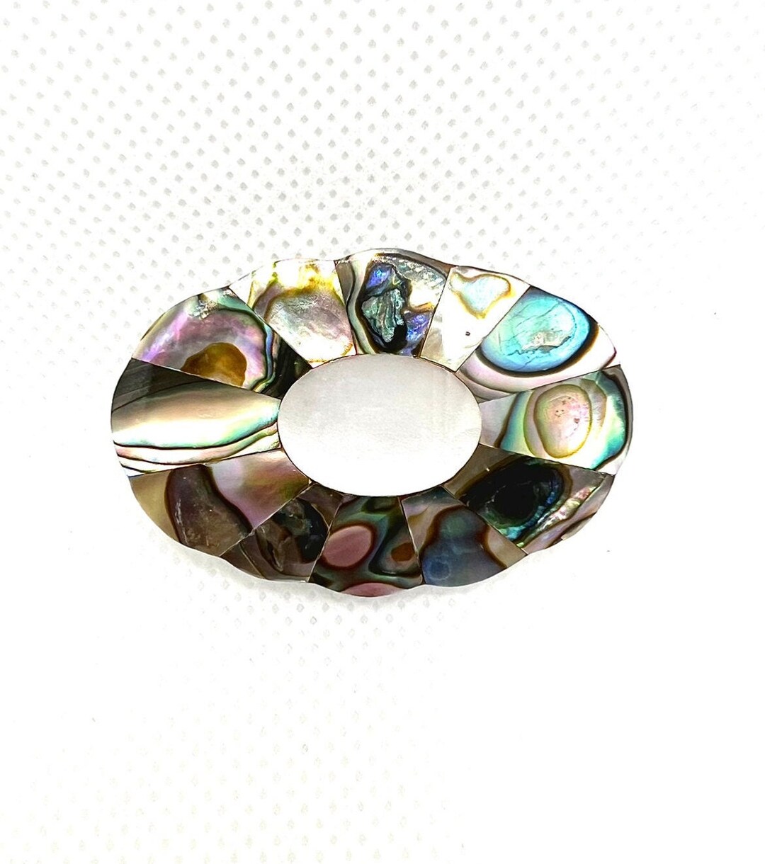 Vintage Silver Mexican Alpaca Abalone Oval Brooch - Etsy