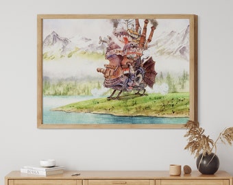 Howl Watercolor Painting, Ghibli Wall Art, Howl Print, Howl Poster ...