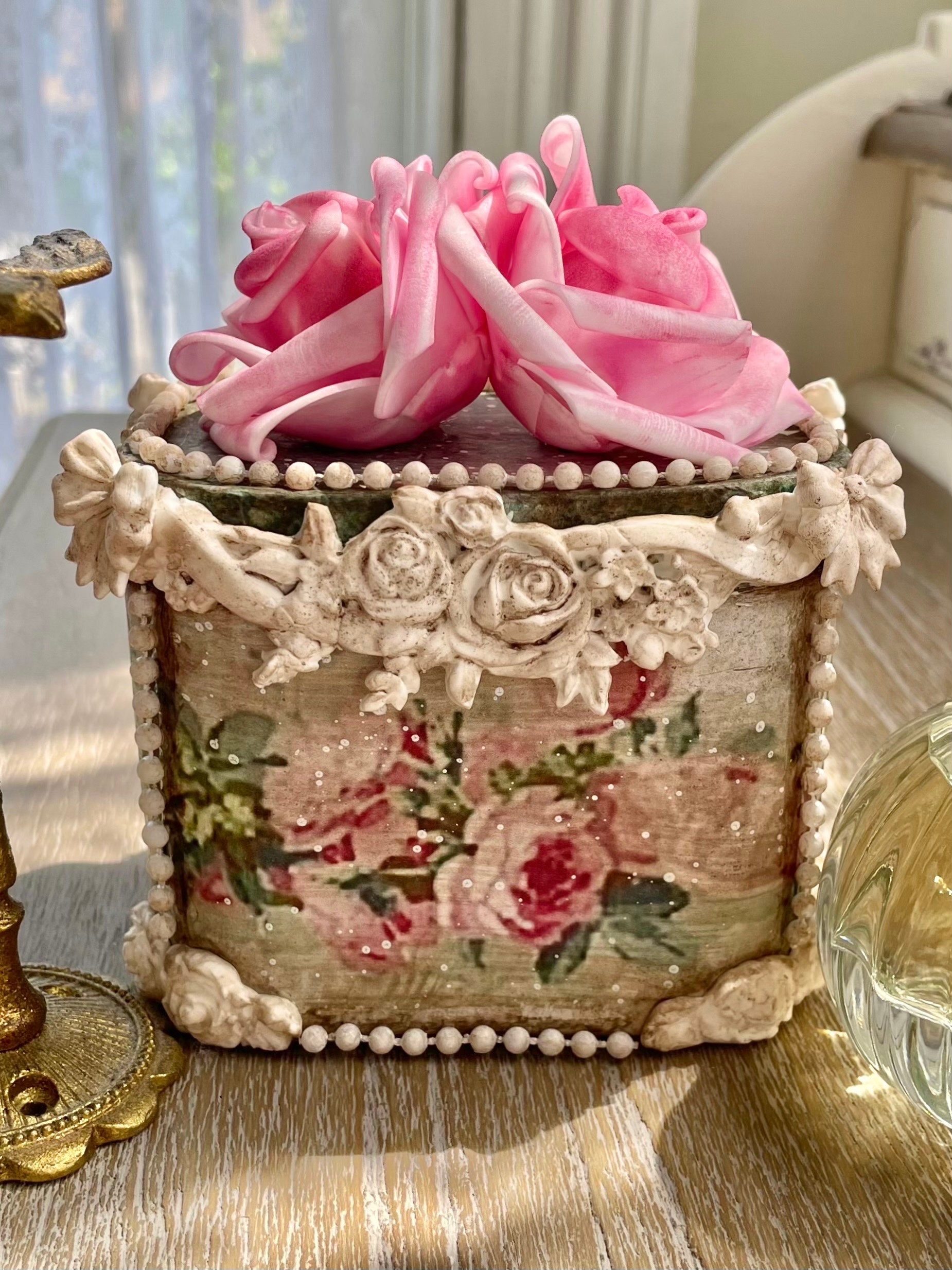 Pink Shabby Chic Paris Decor, Pink Roses and Blue Birds Vintage Decor ...